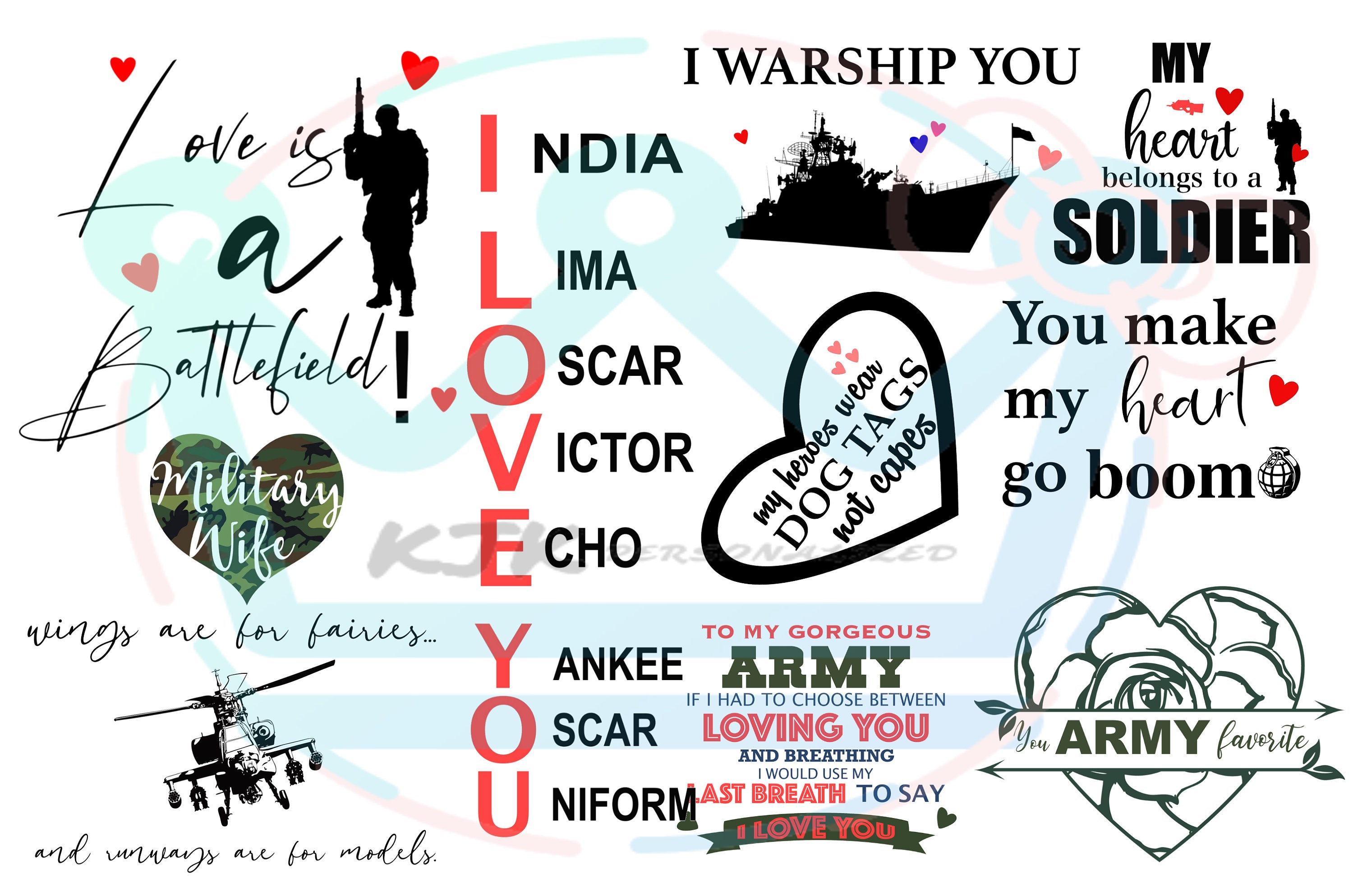 Soldier Valentine's Day 20 Pcs Bundle Svg, Eps, Png, Dxf Instant ...