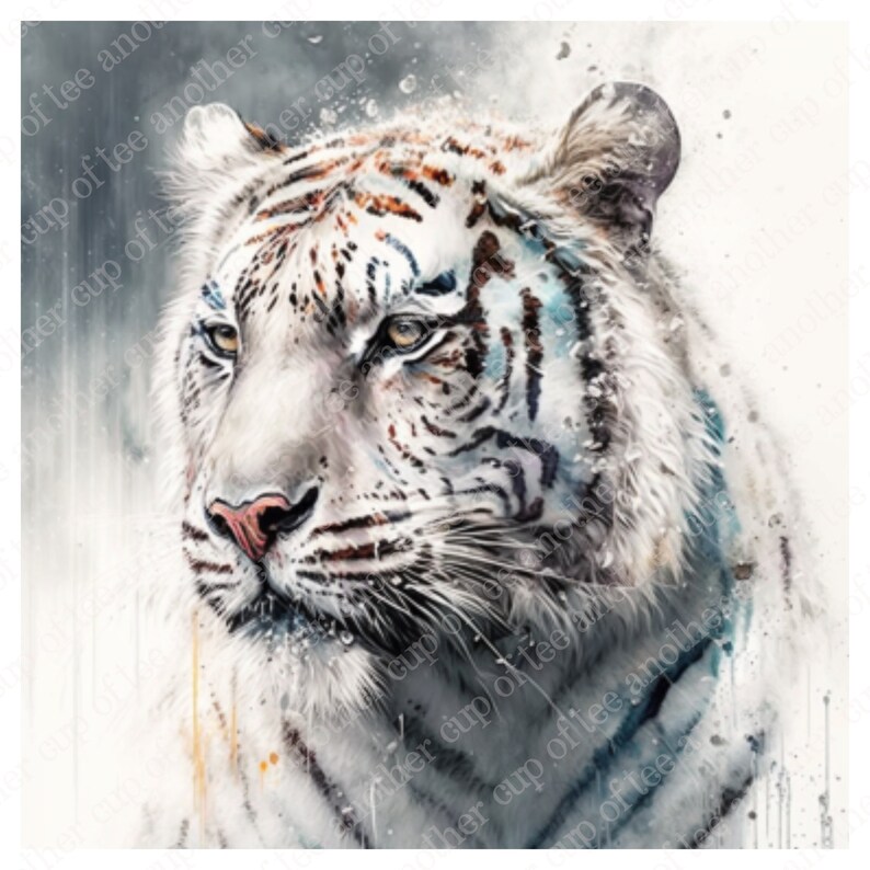 Watercolor White Tiger Face Print | Digital Download | Printable ...