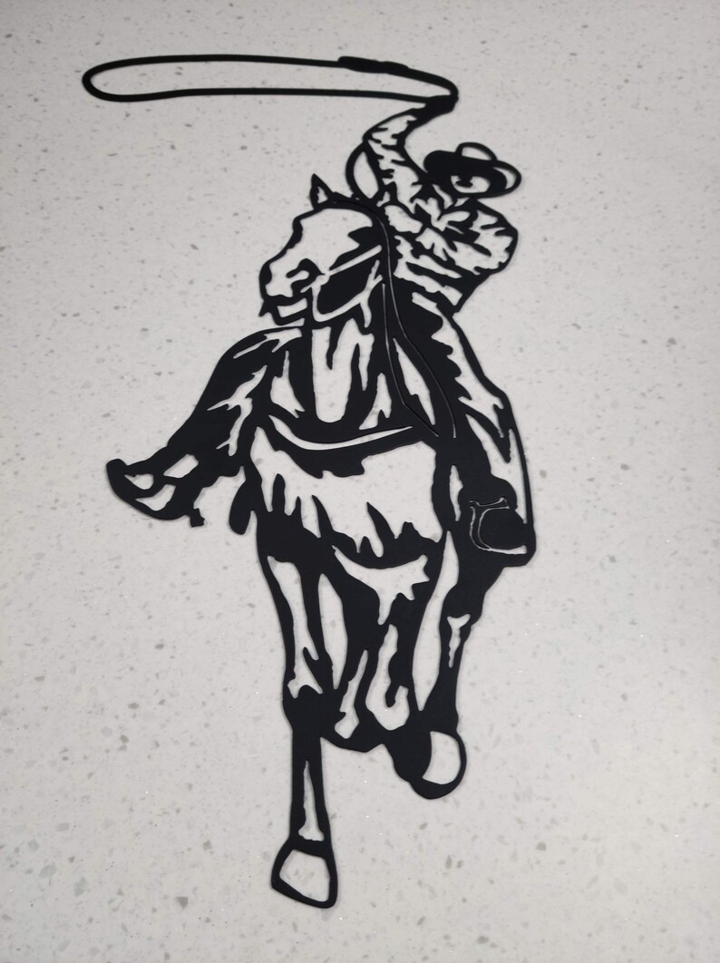 Western Home Decor-cowboy-roping Cowboy Silhouette-cowboy Wall | Etsy