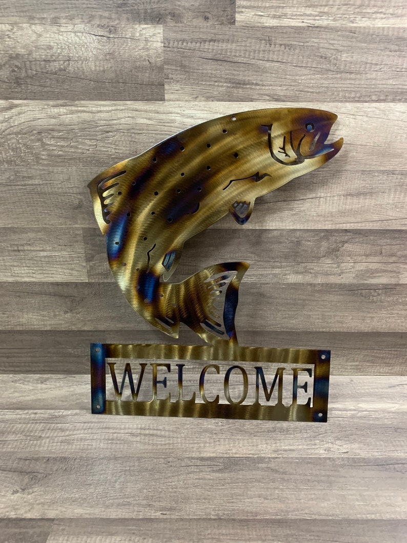 Welcome Sign-trout Welcome Sign-fishing Sign-fishing Welcome - Etsy