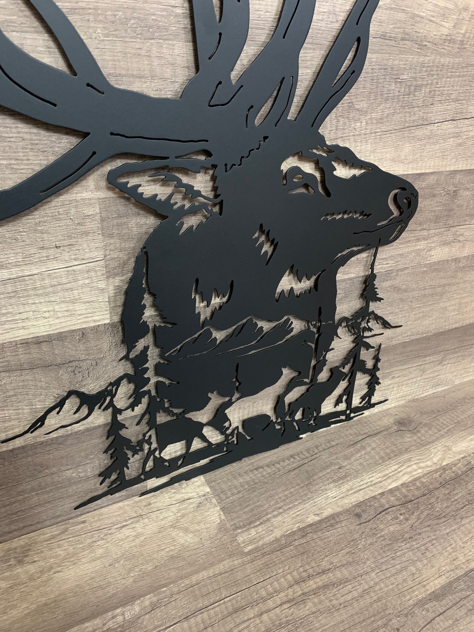 Elk Wall Mural-metal Elk Sign Hunting Christmas Gift-cabin - Etsy