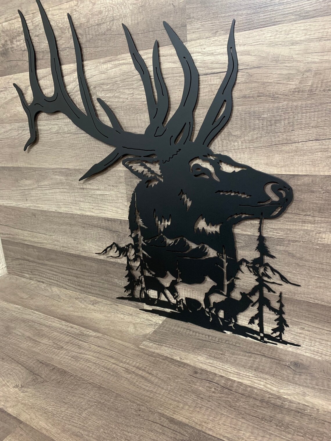 Elk Wall Mural-metal Elk Sign Hunting Christmas Gift-cabin | Etsy