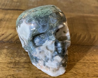 Moss Agate Skull - Etsy