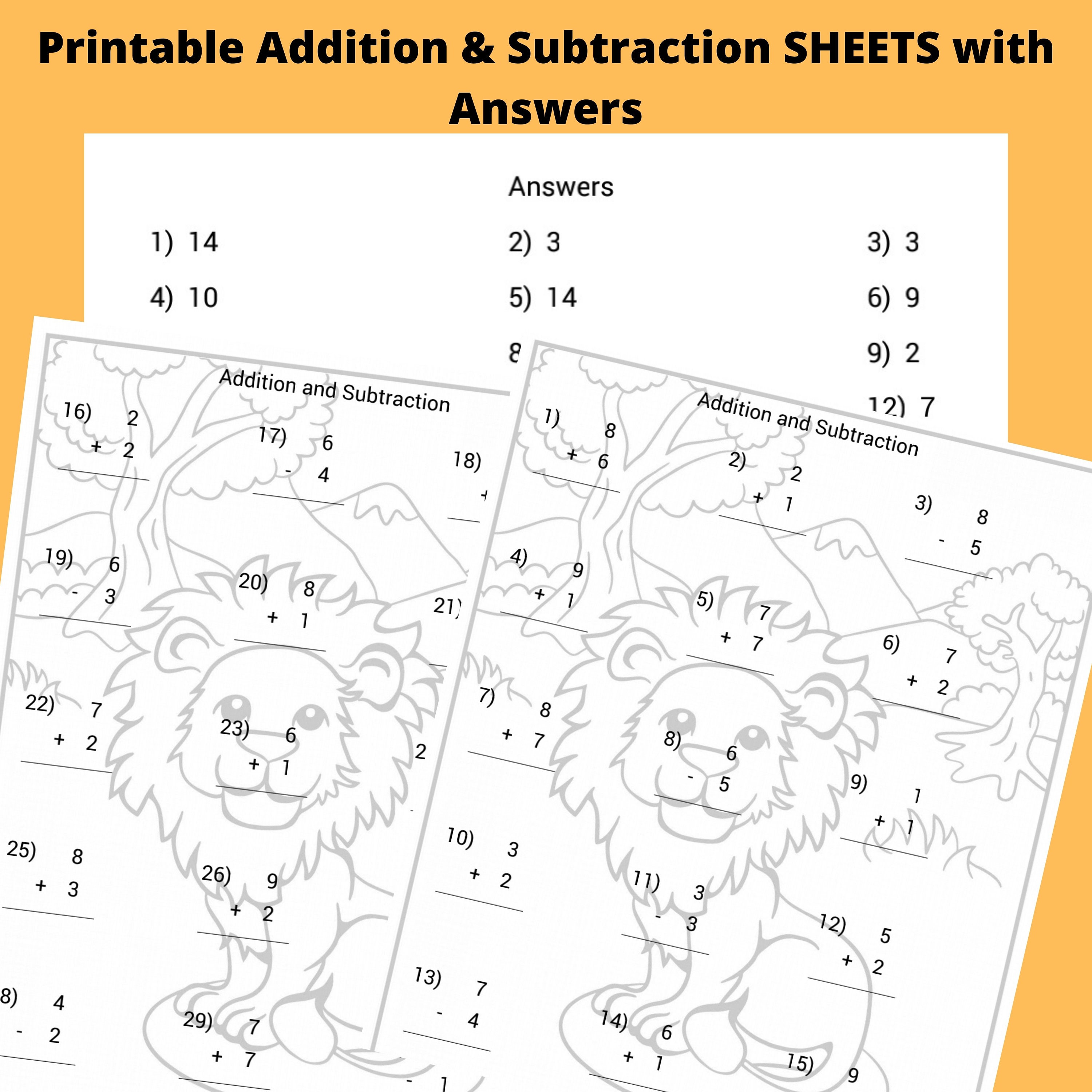 Math 1st Grade Workbook Sheets, Kids Math Learning Addition Subtraction ...