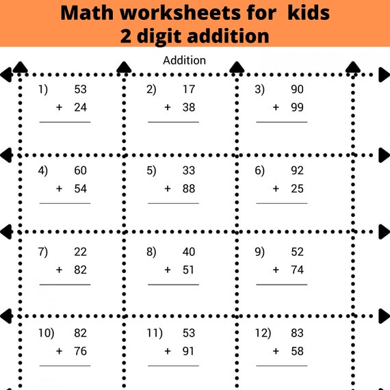 Addition Math Worksheets for Kids Kids Math Learning Addition | Etsy