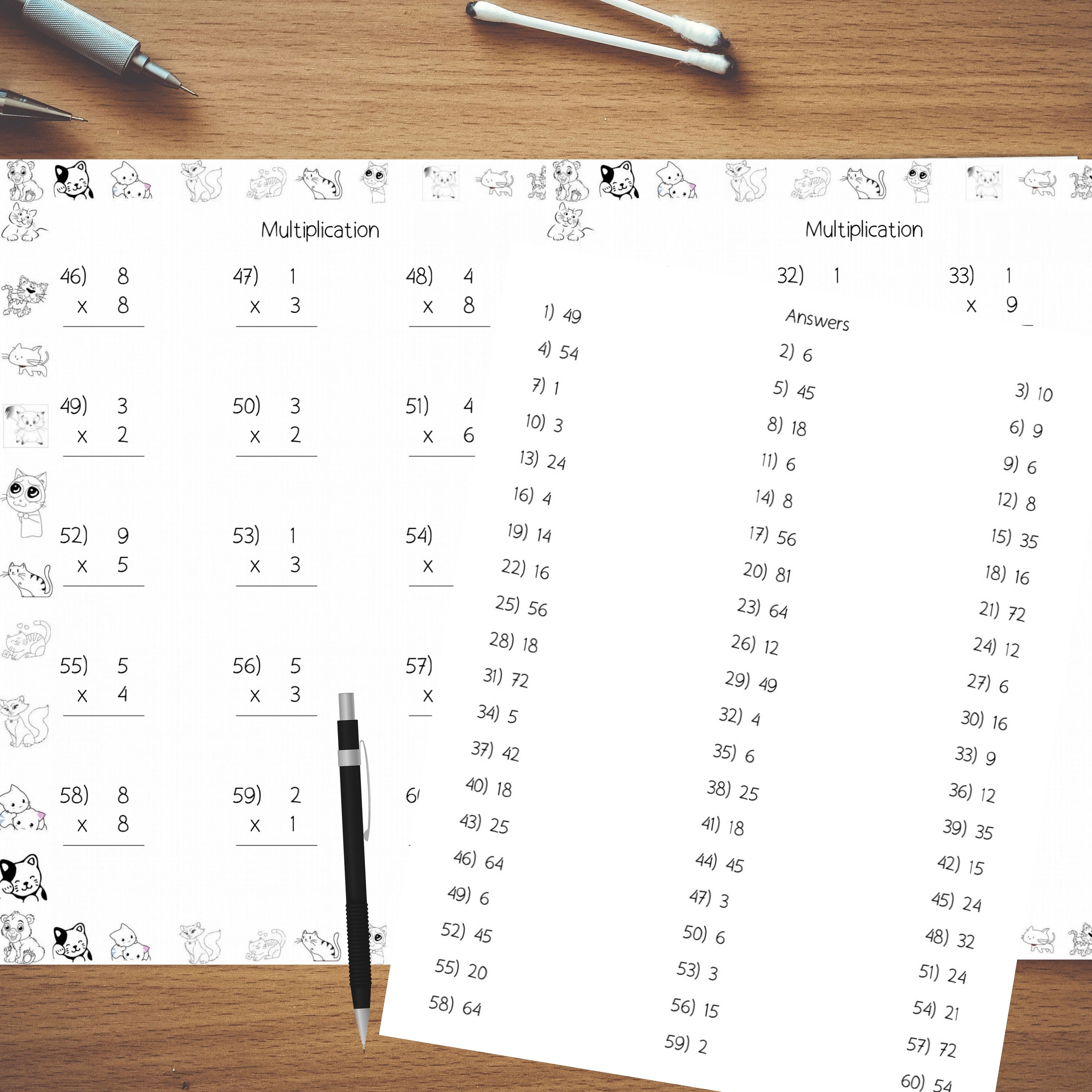 Kids Math Homeschool Printable Multiplication Chart Included worksheets ...