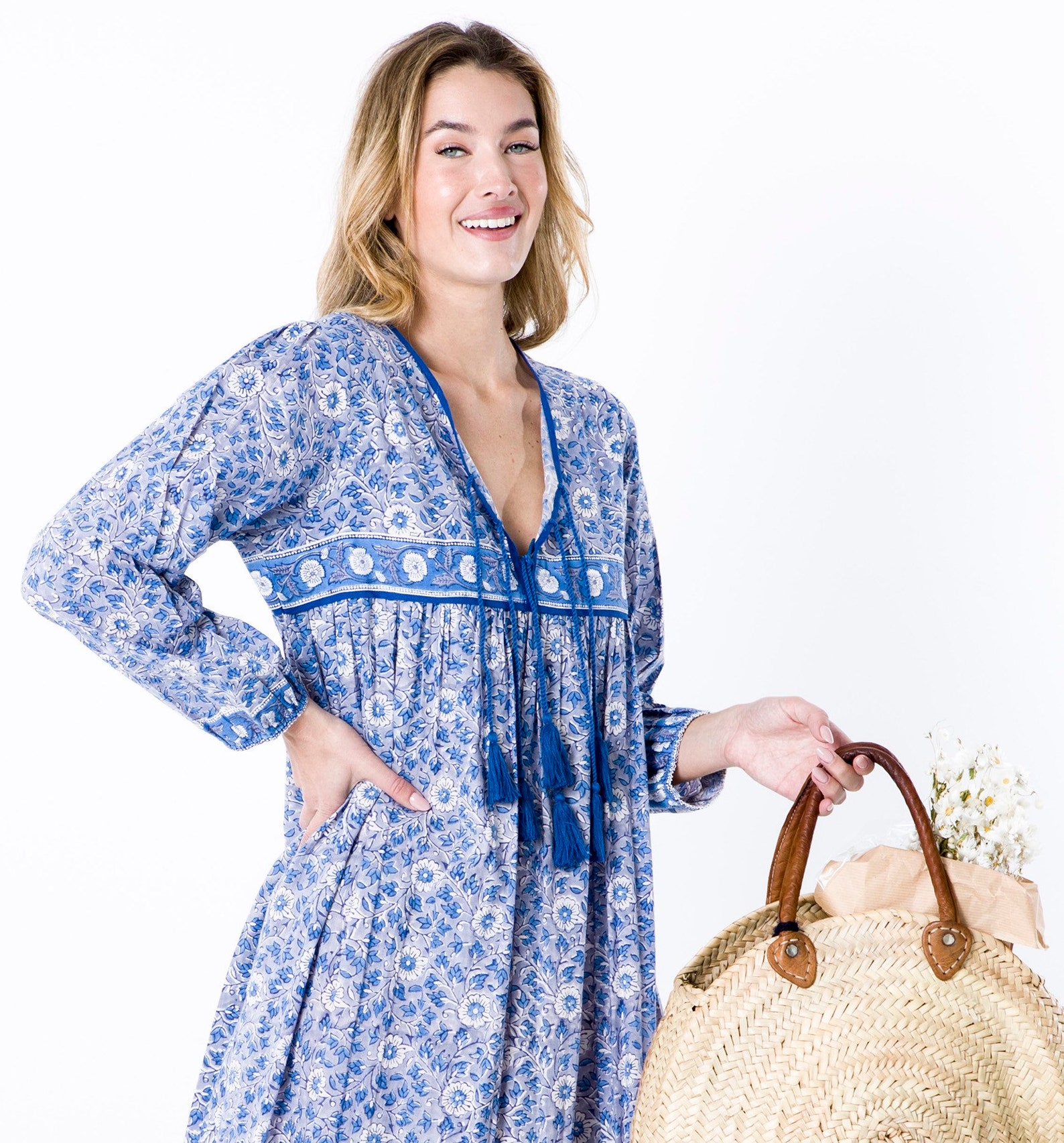 BOHO VINTAGE BLOCK Printed, Indigo ,woman , Large , Cotton ,blue - Etsy