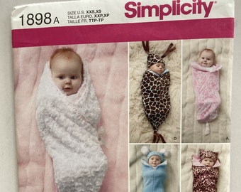 Simplicity Pattern 1898 Babies Costume Swaddling Sacks Hats Sewing XXS ...