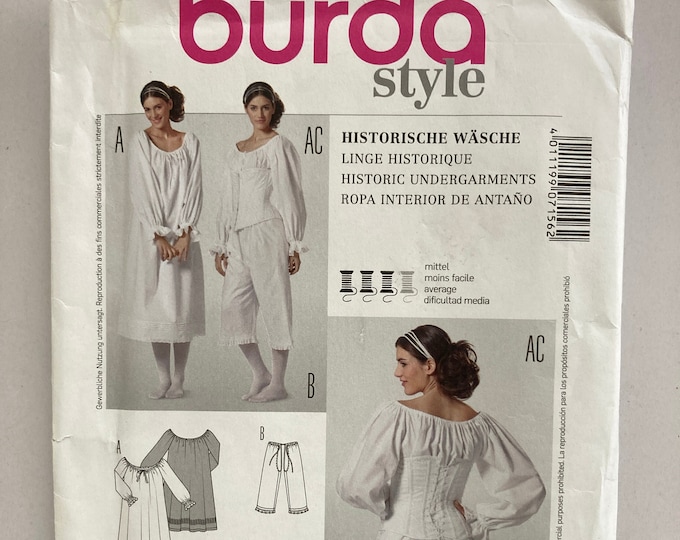 Burda UNCUT Pattern 7156 for Women's Historic Undergarments corset, Drawers, Sizes 10-24, C ...