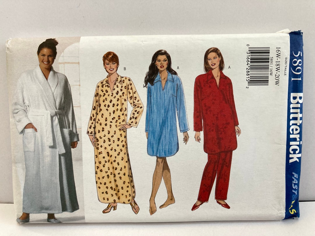 Butterick Pattern 5891, UNCUT, for Women's Sleepwear, Sizes 16W-18W-20W ...