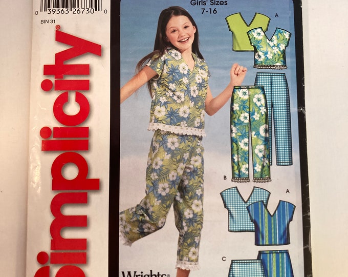 Simplicity UNCUT Pattern for Girls' Top, Capri Pants and Skirt, in ...