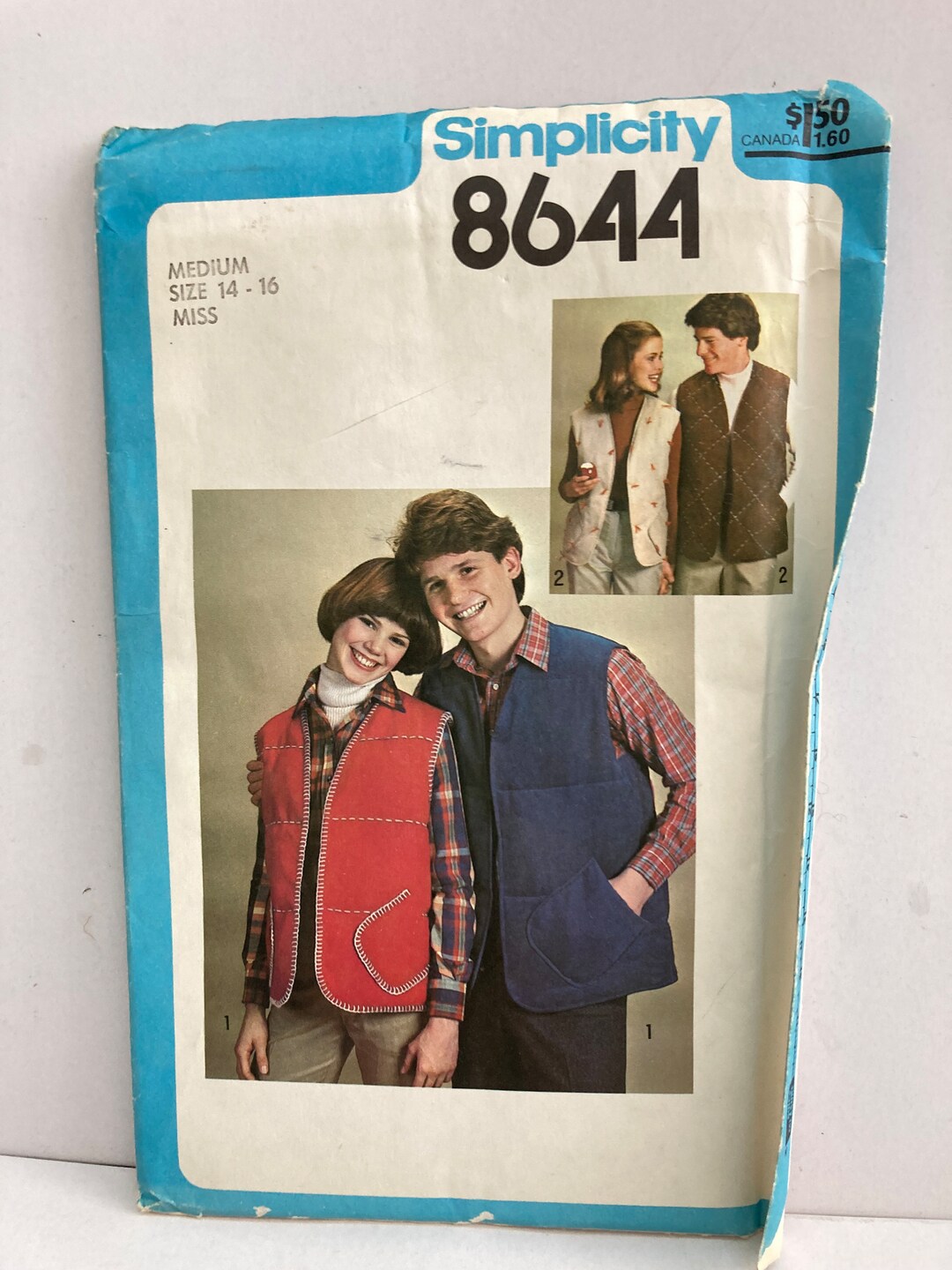 Simplicity Pattern 8644, UNCUT, Vest for Misses Medium Sizes 14-16 ONLY ...