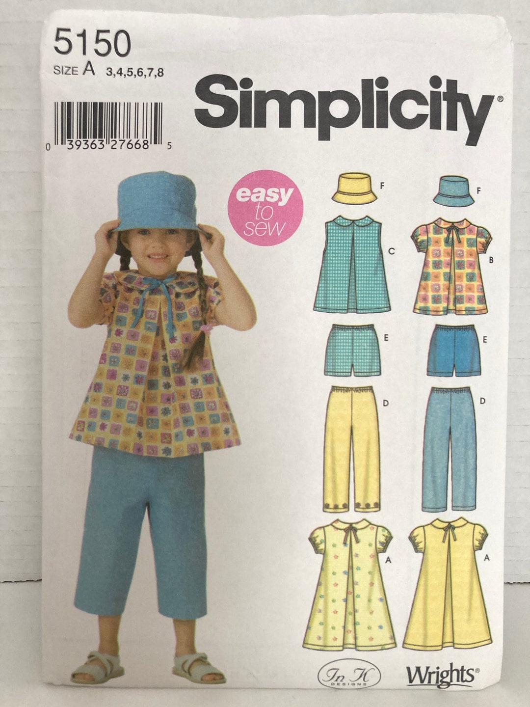 Simplicity UNCUT Pattern 5150 for Girls' Dress, Top, Pants, Shorts and ...