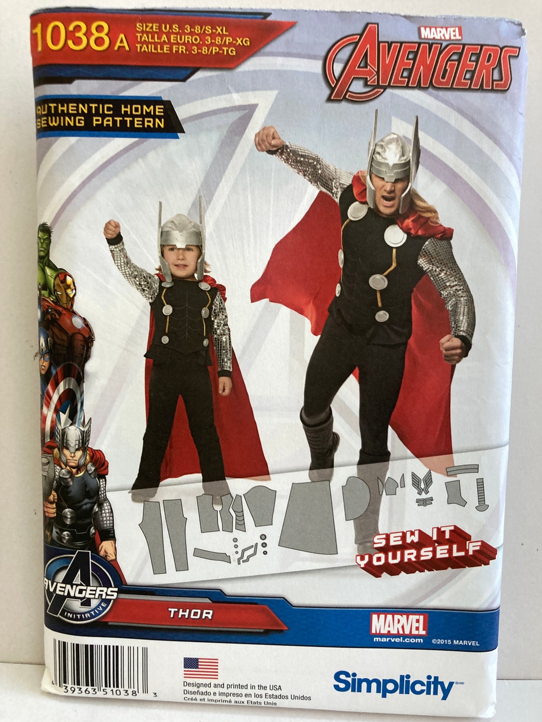 Simplicity UNCUT Pattern 1038A, for Marvel Avengers Thor Costume, Boys ...