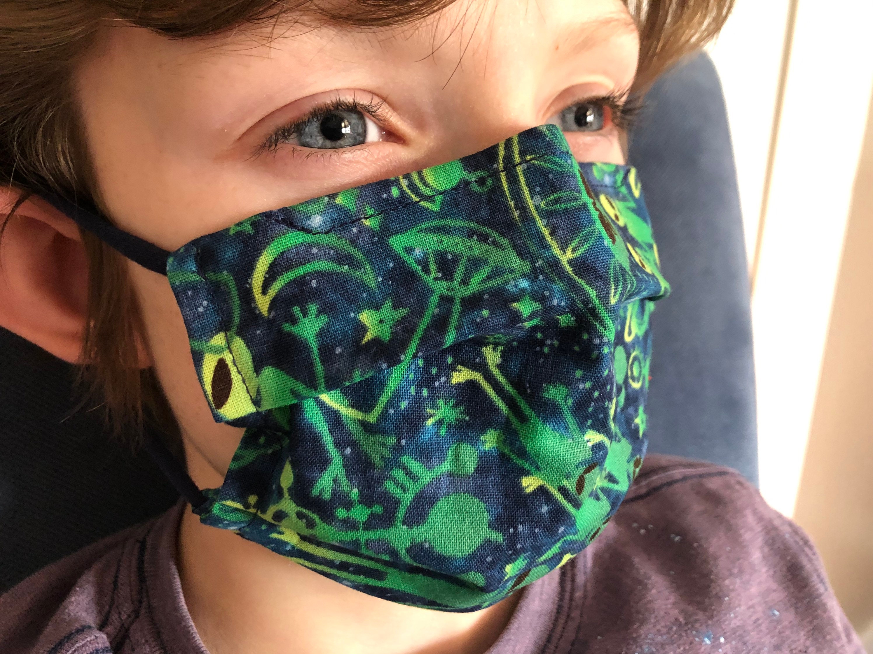Kids alien face mask cotton pleated two layer soft elastic | Etsy