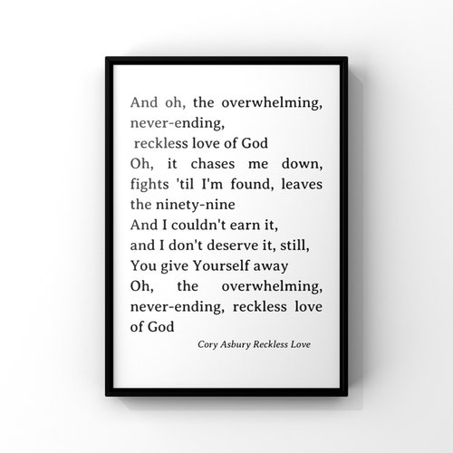 Reckless Love Handlettered Print | Etsy