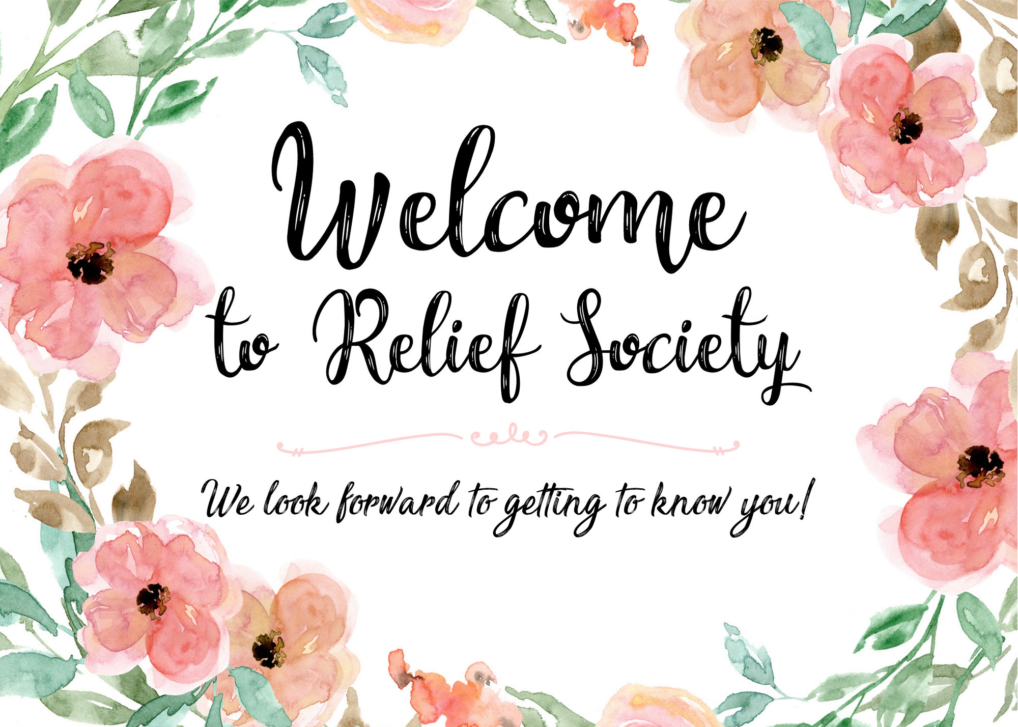 Relief Society Welcome Cards 5x7 - Printable - Etsy