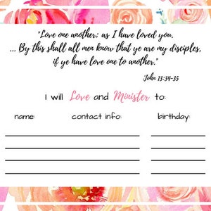 Ministering Assignment Cards - LDS Relief Society Printable - Floral - Etsy