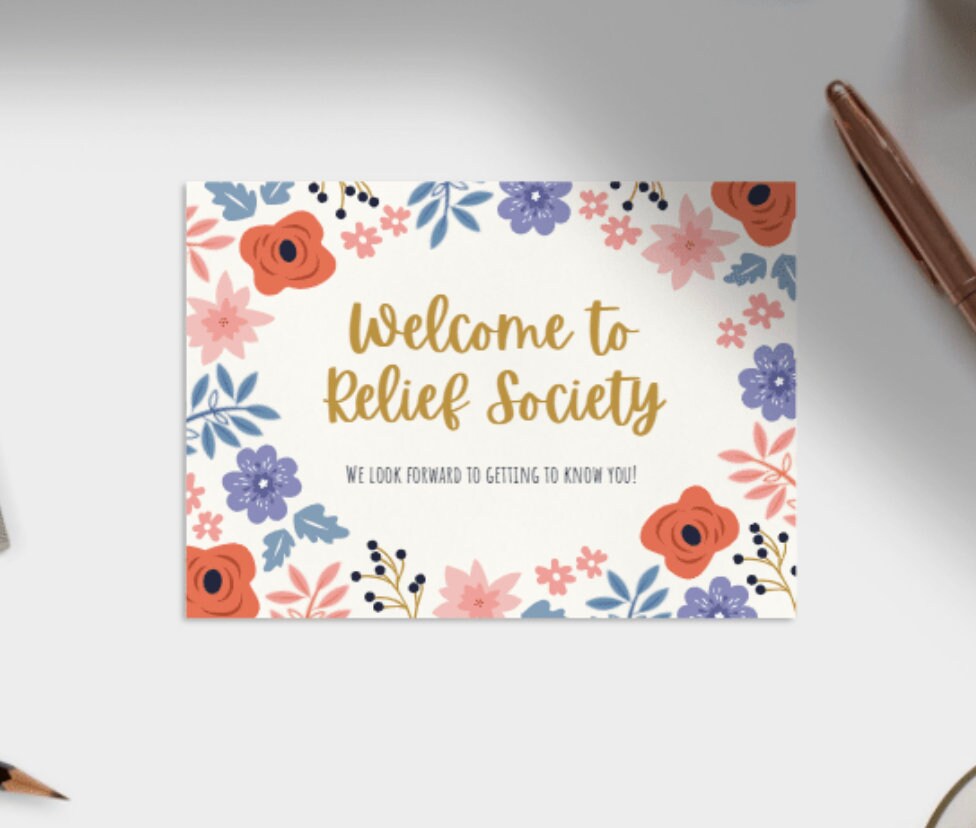 Relief Society Welcome Cards 5x7 - Printable - Multicolor Floral - Etsy