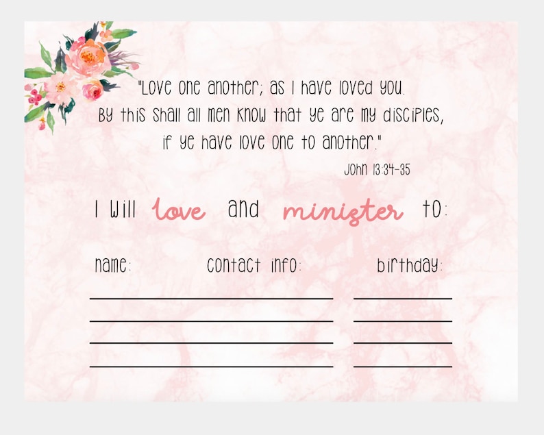 Ministering Assignment Cards - LDS Relief Society - Printable - Etsy