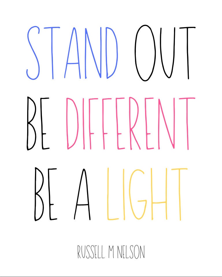LDS "stand Out. Be Different. Be a Light." Nelson Quote - Etsy