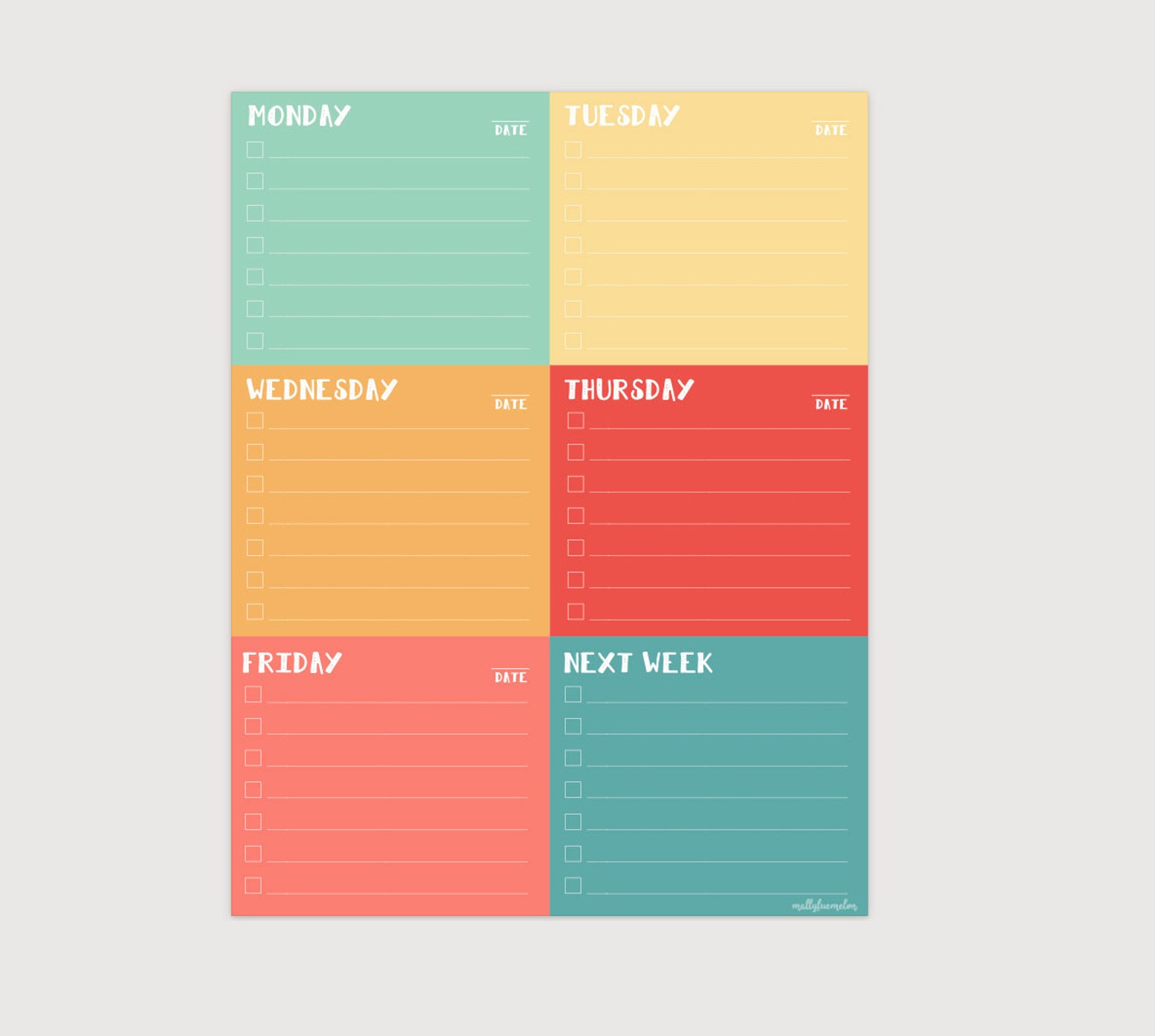 5 Day Checklist Planner - Printable - Etsy
