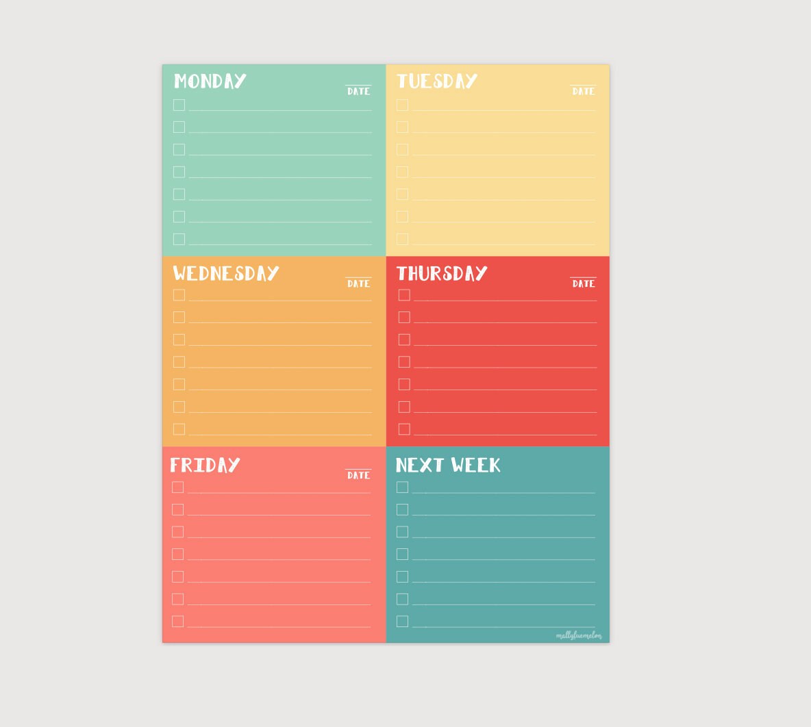 5 Day Checklist Planner - Printable - Etsy