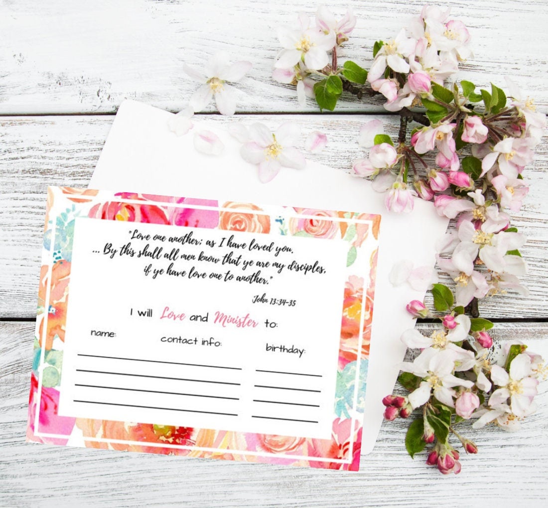 Ministering Assignment Cards - LDS Relief Society Printable - Floral - Etsy