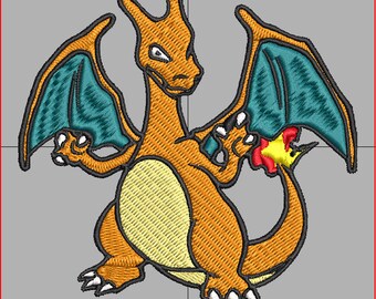 Mega Charizard X Pokemon Machine Embroidery Design Instant - Etsy