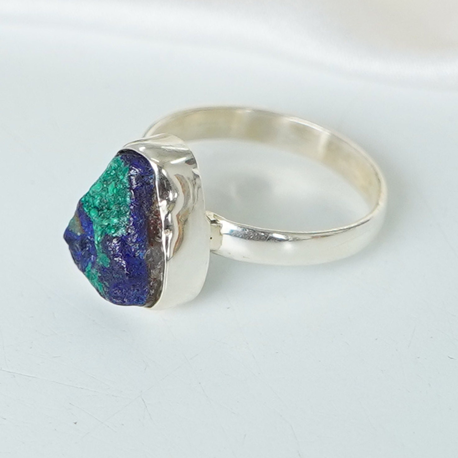 Raw Azurite Malachite Ring Azurite Rough Ring Raw Gemstone - Etsy