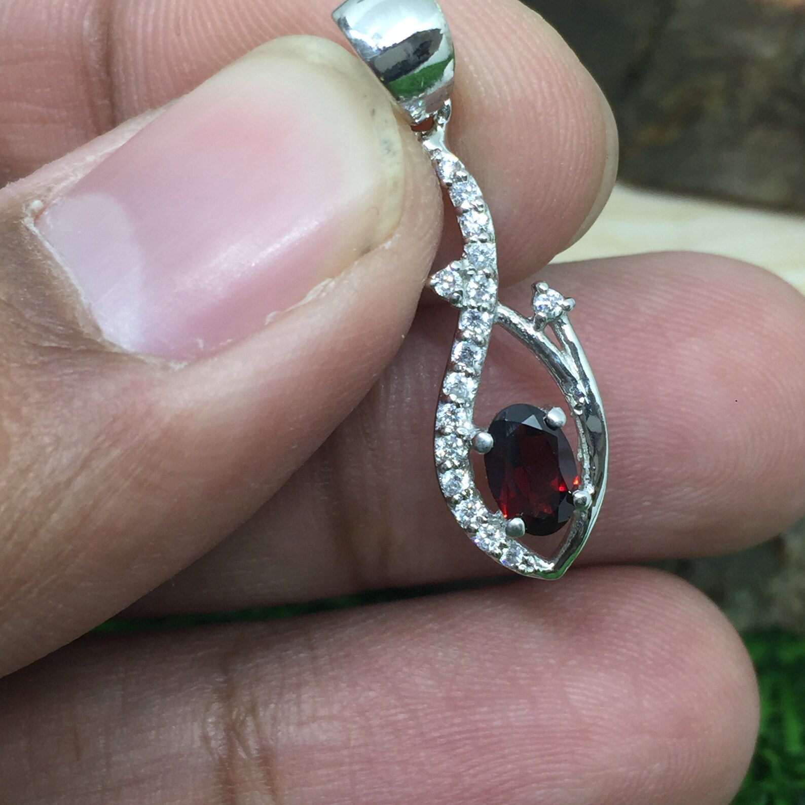 Garnet Fish Necklace Pendant Garnet Silver Jewelry Garnet | Etsy