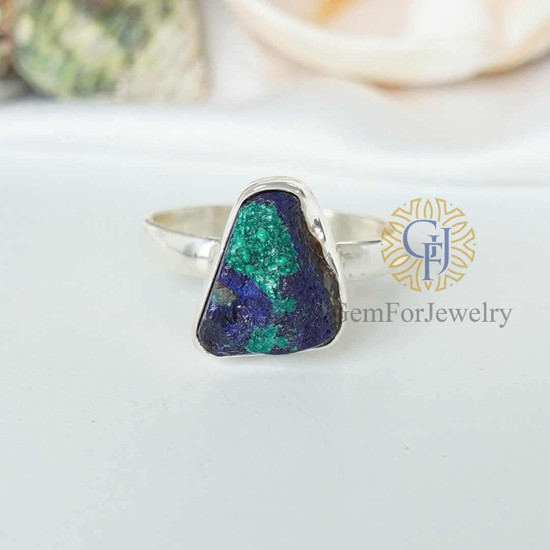 Raw Azurite Malachite Ring, Azurite Rough Ring, Raw Gemstone Ring ...