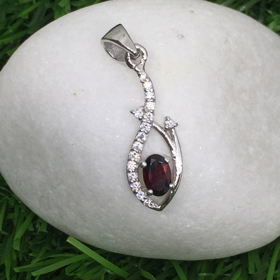 Garnet Fish Necklace Pendant, Garnet Silver Jewelry, Garnet Animal ...
