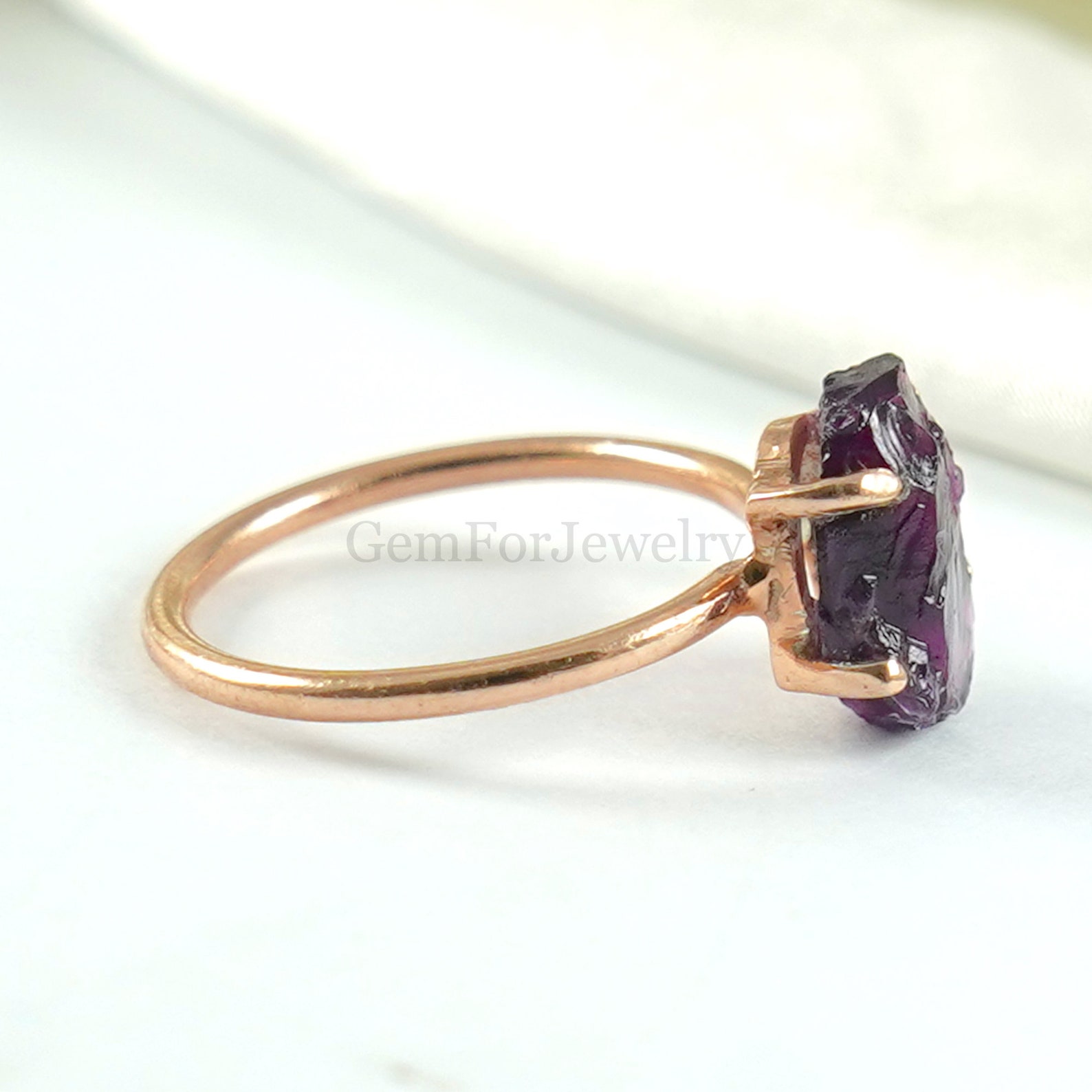 Raw GRAPE Garnet Ring, Rhodolite Grape Garnet JEWELRY, Raw Crystal Ring ...