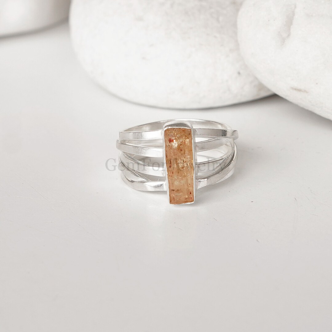 Raw Imperial Topaz Ring, Spiral Stick Ring, Imperial Pencil Ring ...