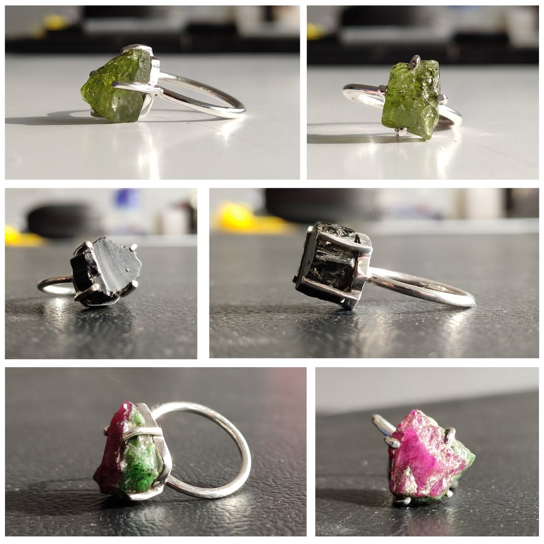 Raw Crystal Rings Natural Stone Jewelry Gifts for Her Raw - Etsy