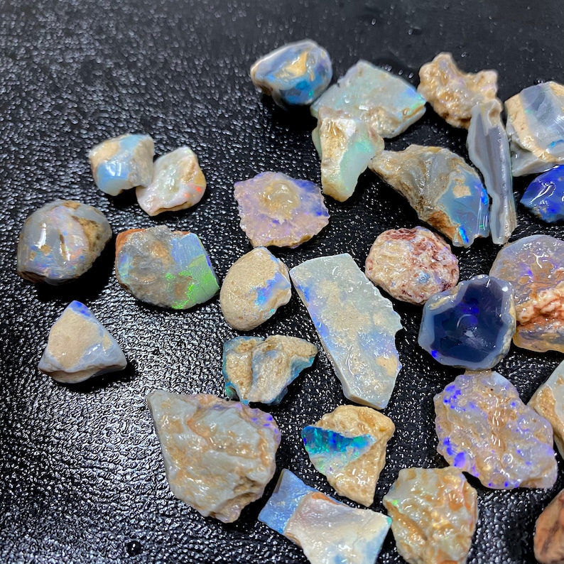 Lightning Ridge Australian Opal Rough Lot, Blue Green Fire Opal, Blue ...