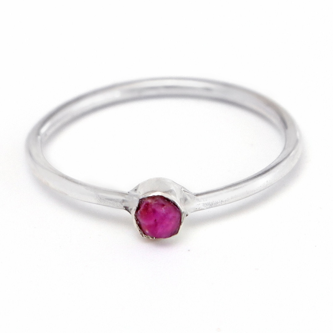 Raw Natural Ruby Ring, Stacking Band Ring, Uncut Gemstone Ring, July ...