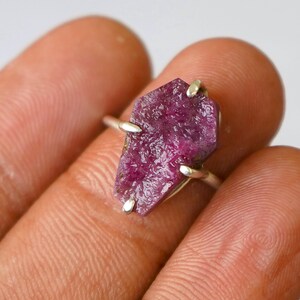 Raw Ruby Silver Ring, Natural Uncut Crystal, Handmade Silver Jewelry ...