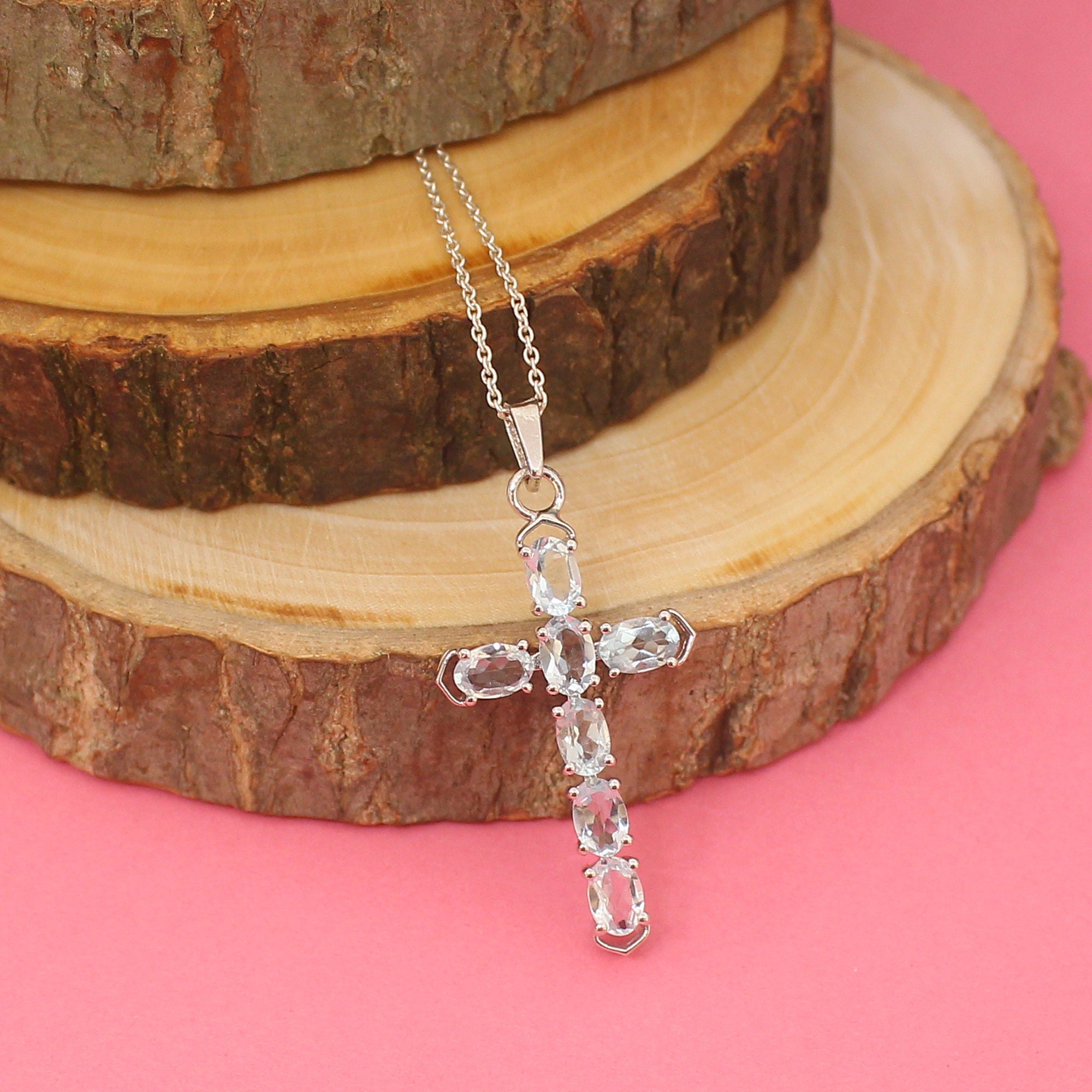 Multi-Gemstone Crystal Cross Pendant Unisex Cross Silver | Etsy