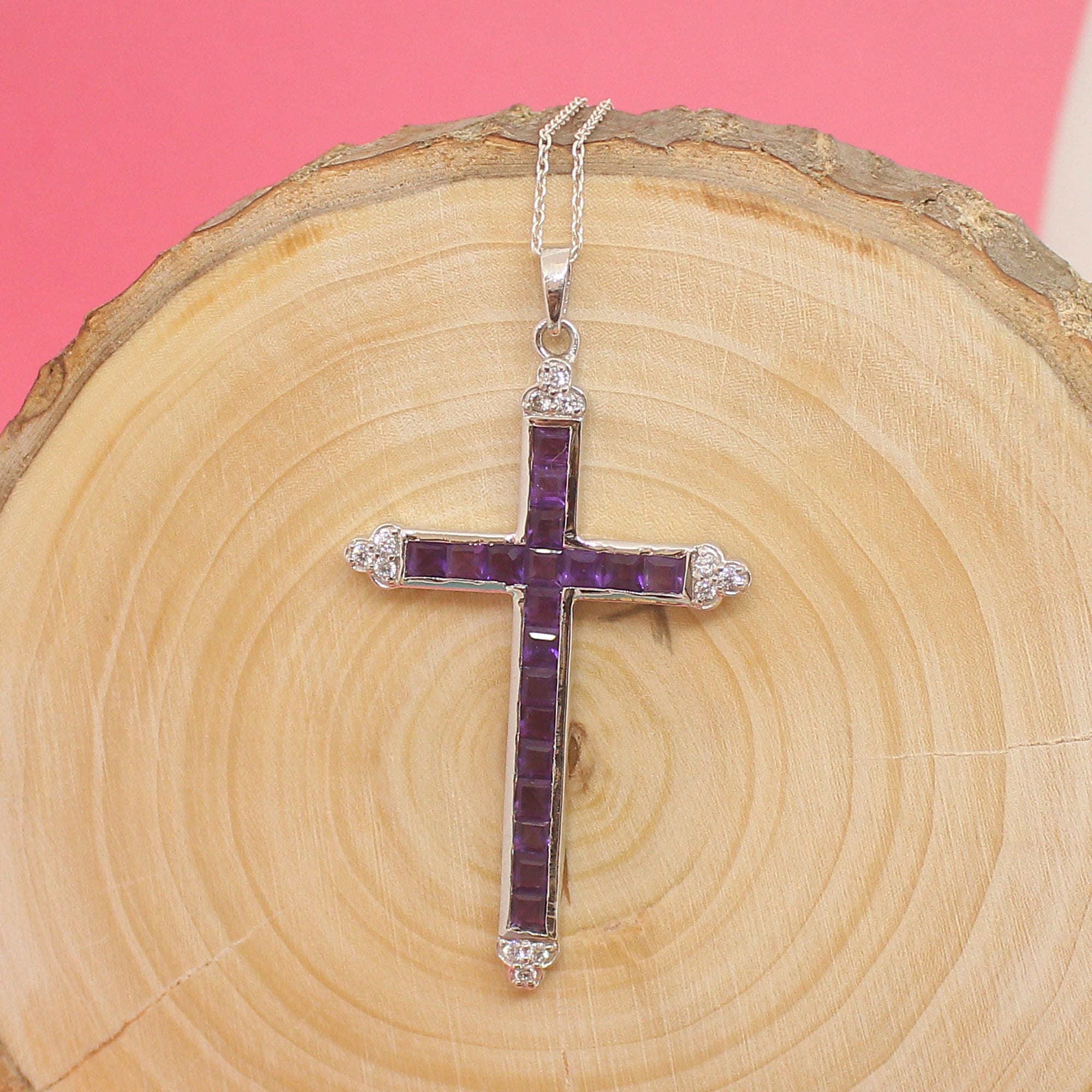 Amethyst Cross Necklace Pendant Amethyst Christian Pendant | Etsy
