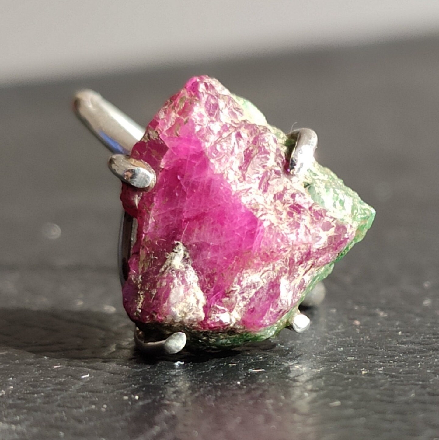 Raw Ruby Silver Ring Natural Uncut Crystal Ruby Coffin Ring | Etsy