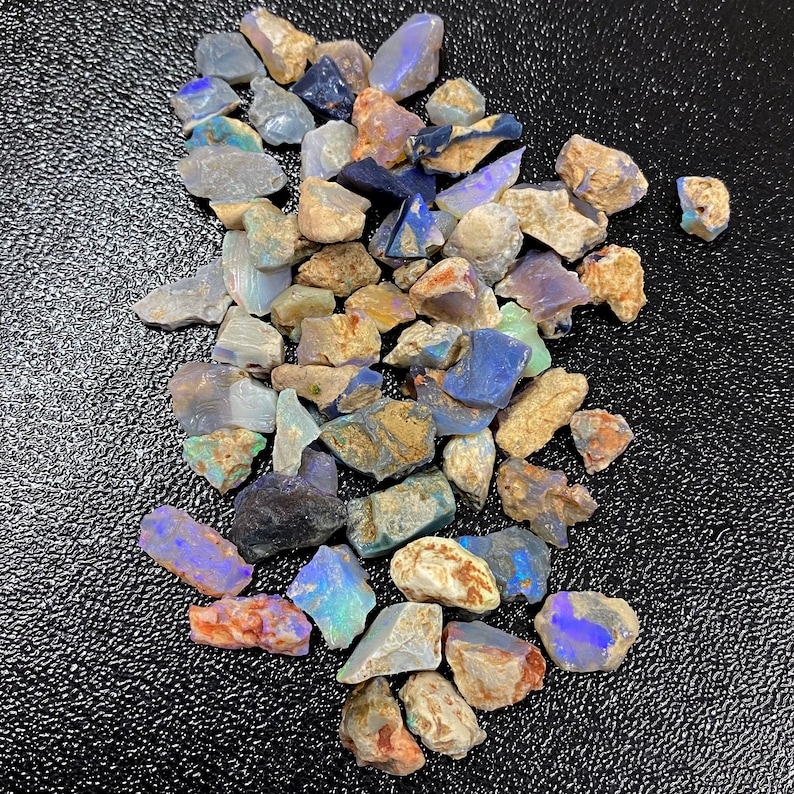 Lightning Ridge Australian Opal Rough Lot, Blue Green Fire Opal, Blue ...