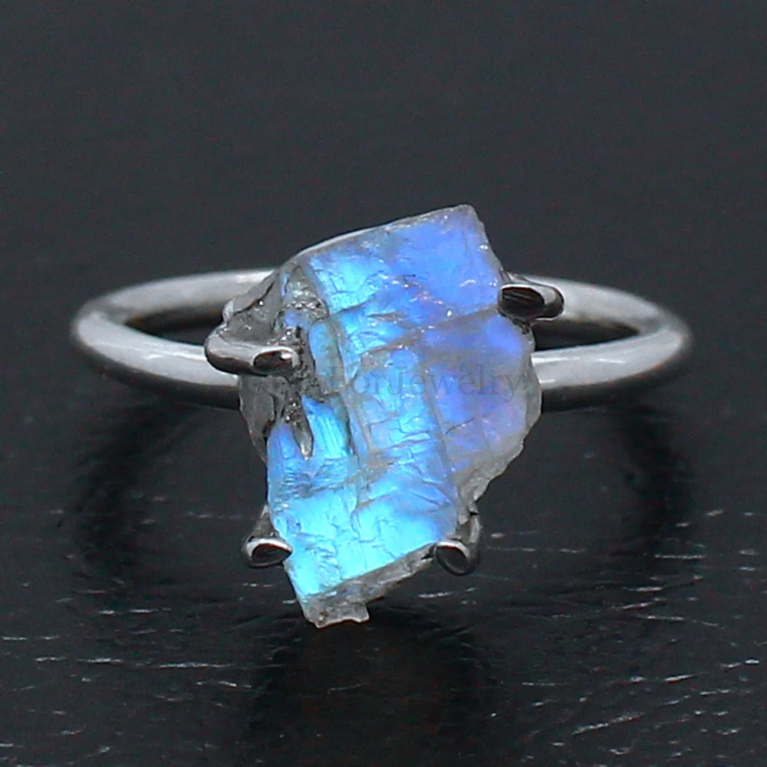 Raw Moonstone Ring, GEMSTONE OPTIONS, Handmade Raw Stone Ring, Uncut ...