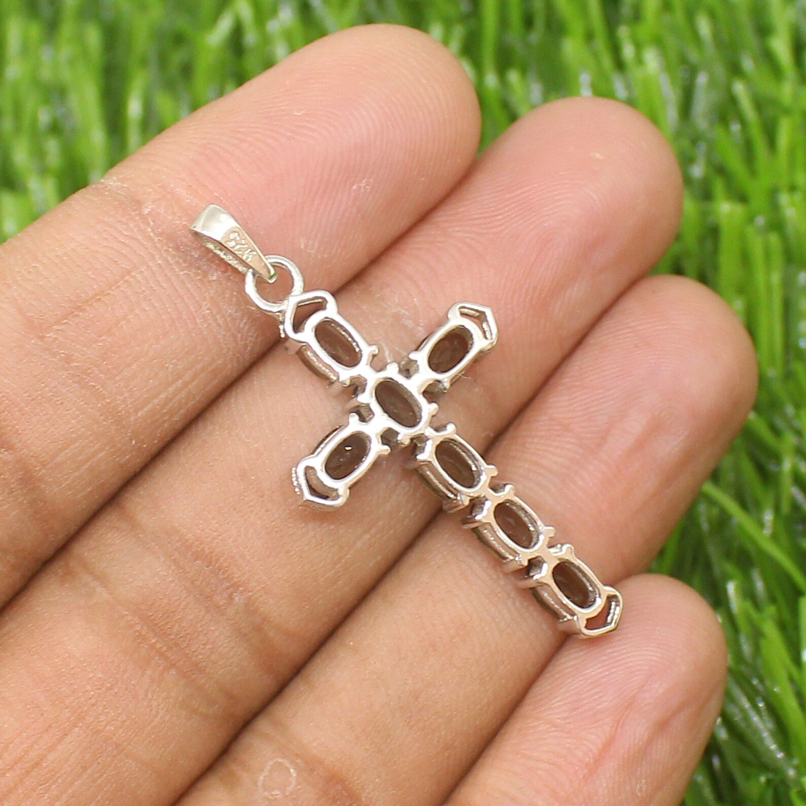 Multi-Gemstone Crystal Cross Pendant Unisex Cross Silver | Etsy