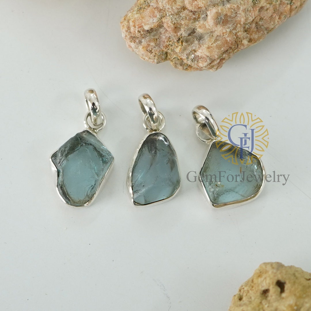 Raw Blue Topaz Crystal Pendant, Rough Stone Pendant, November ...