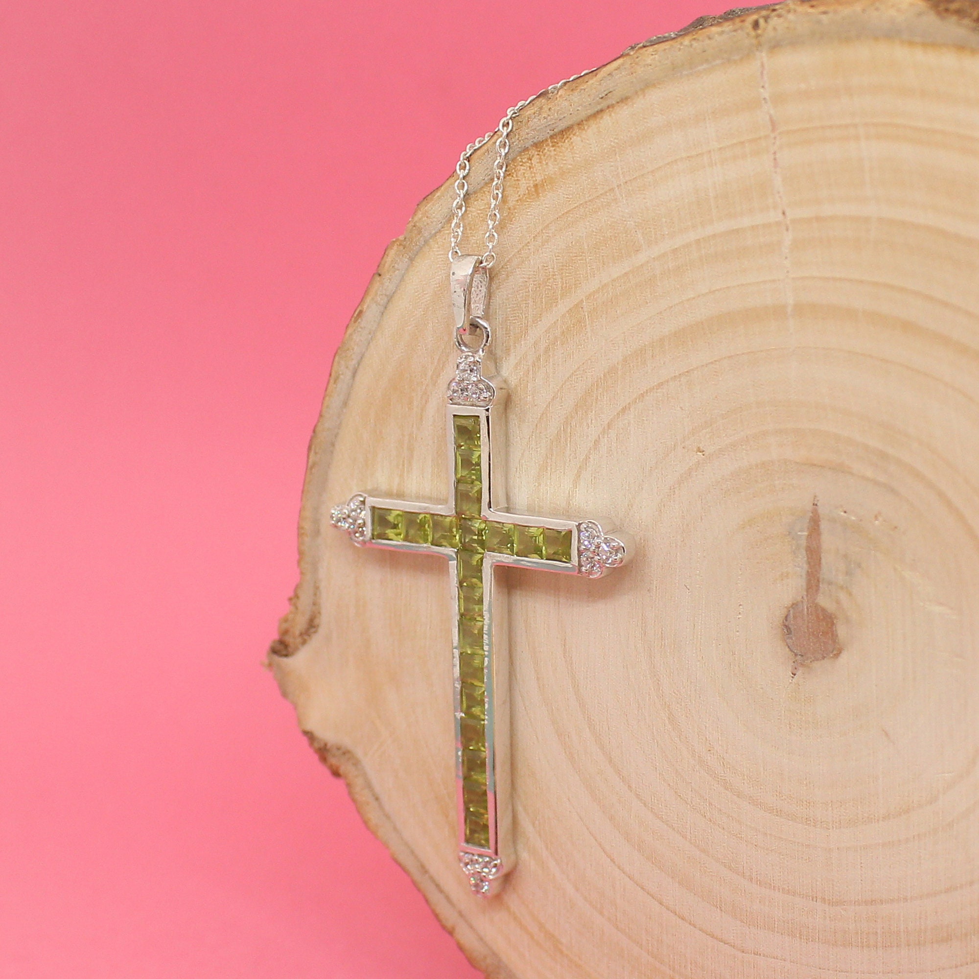 Peridot Cross Necklace Pendant Peridot Cross Pendant August - Etsy