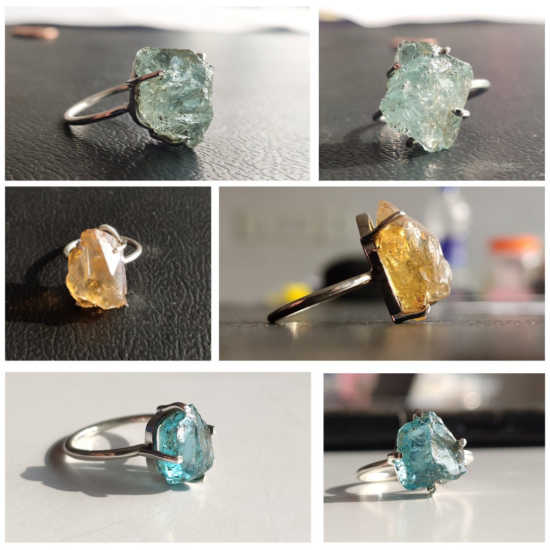Raw Crystal Rings Natural Stone Jewelry Gifts for Her Raw - Etsy