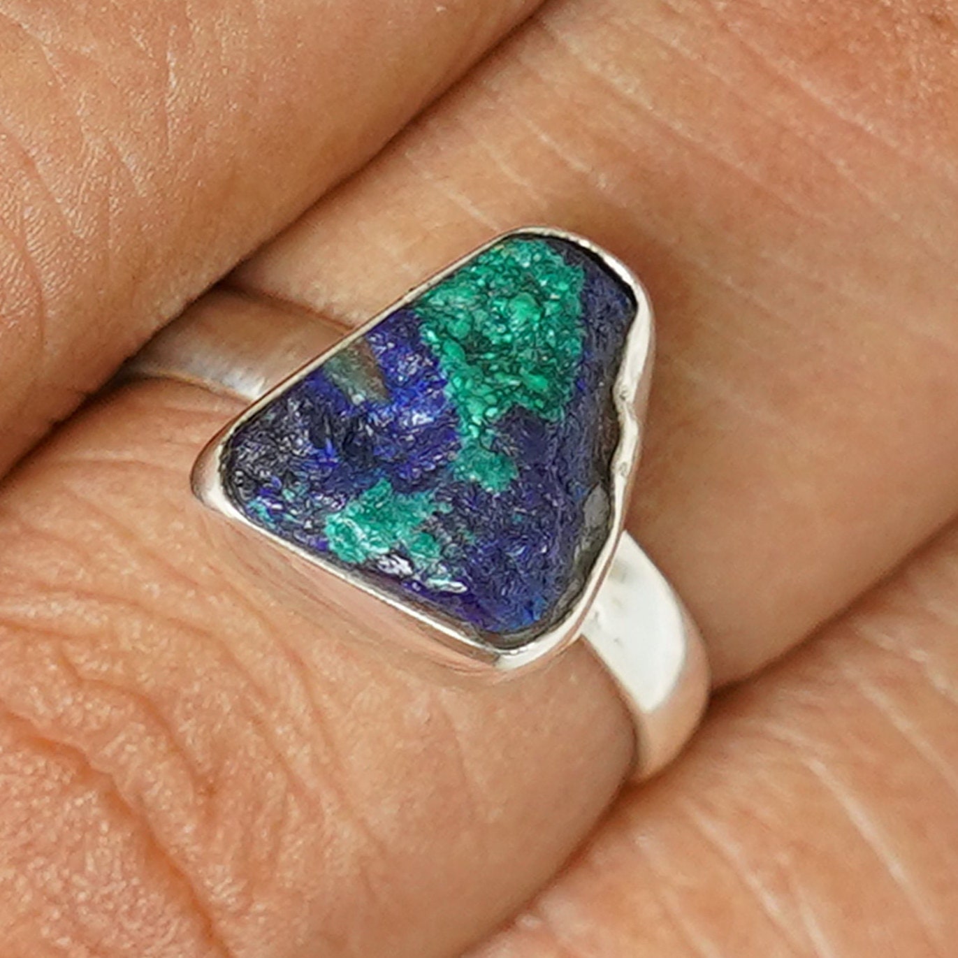 Raw Azurite Malachite Ring Azurite Rough Ring Raw Gemstone - Etsy