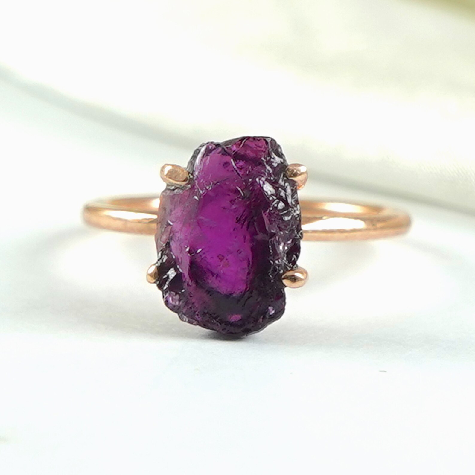 Raw GRAPE Garnet Ring Rhodolite Grape Garnet JEWELRY Raw - Etsy